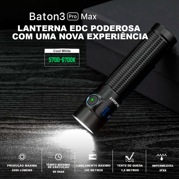 Lanterna de Mão Poderosa Recarregável Olight Warrior Baton 3 Pro Max a ...